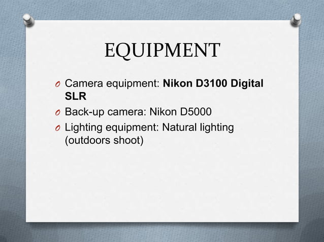 Planning for cycle shoot | PPT