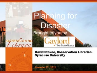 Disaster planning and response for archives and libraries | PDF