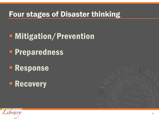 Disaster planning and response for archives and libraries | PDF