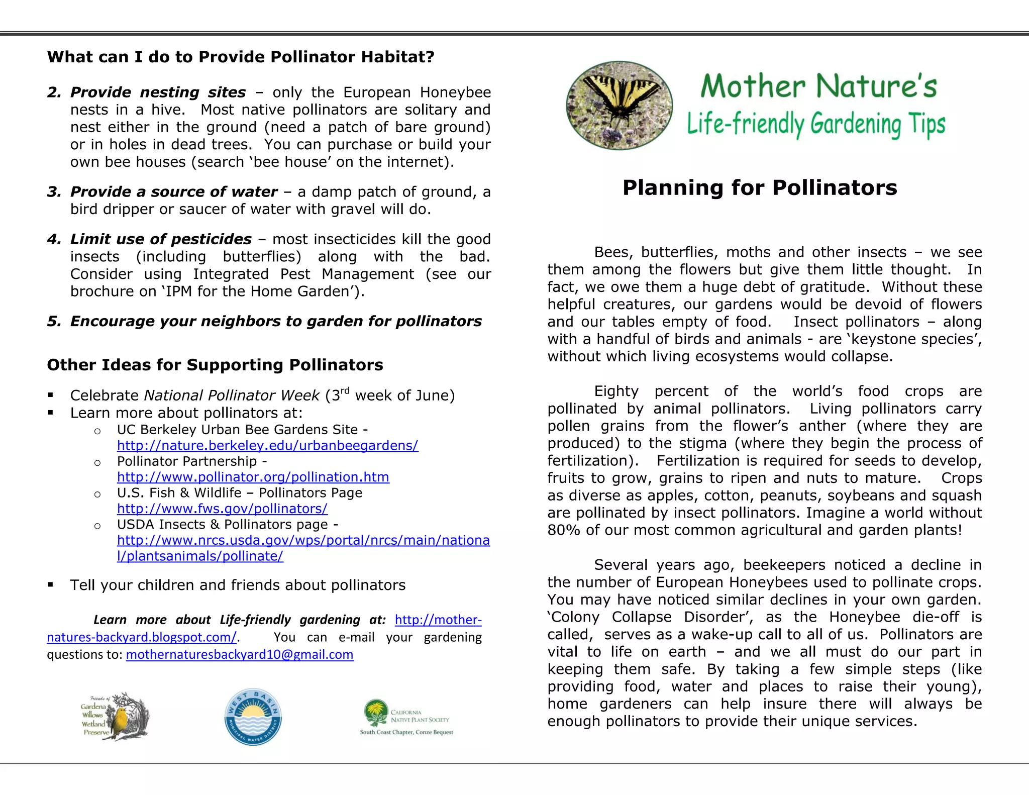 Planning for Pollinators (gardening brochure) 2013 | PDF