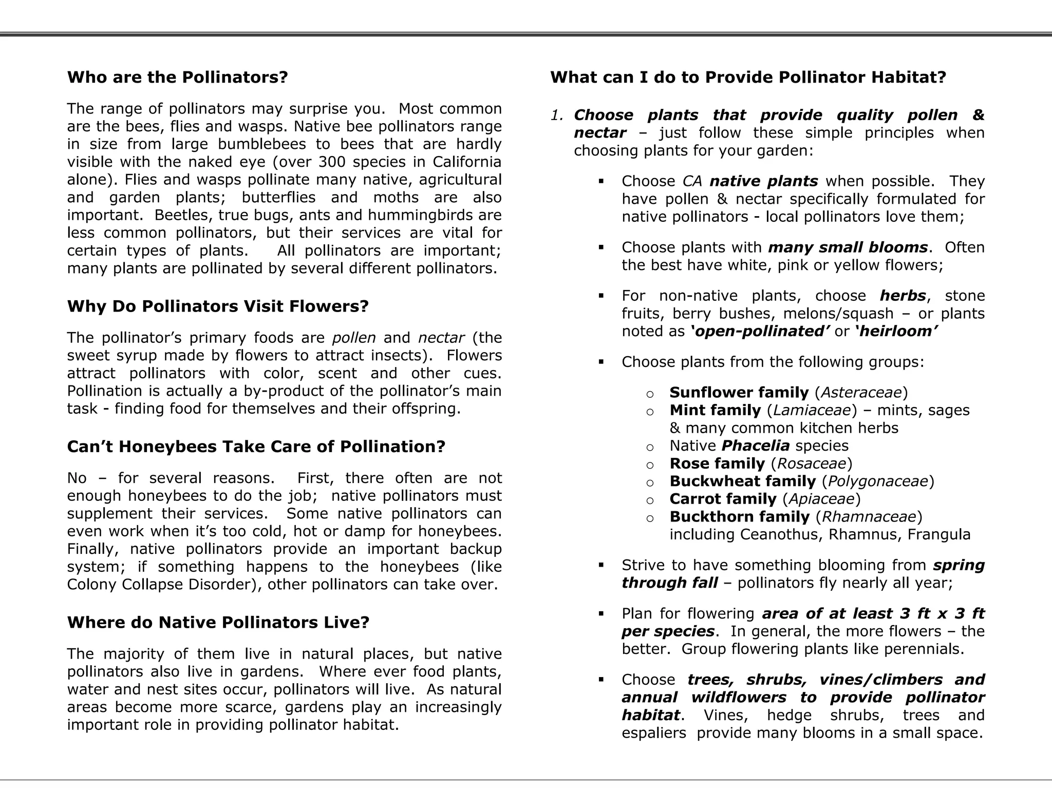 Planning for Pollinators (gardening brochure) 2013 | PDF
