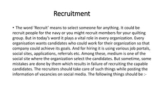 Planning for recruitment using social media on | PPT