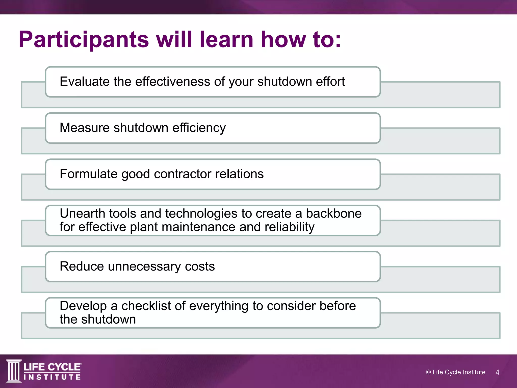 Planning for Shutdowns, Turnarounds and Outages Workshop | PPTX