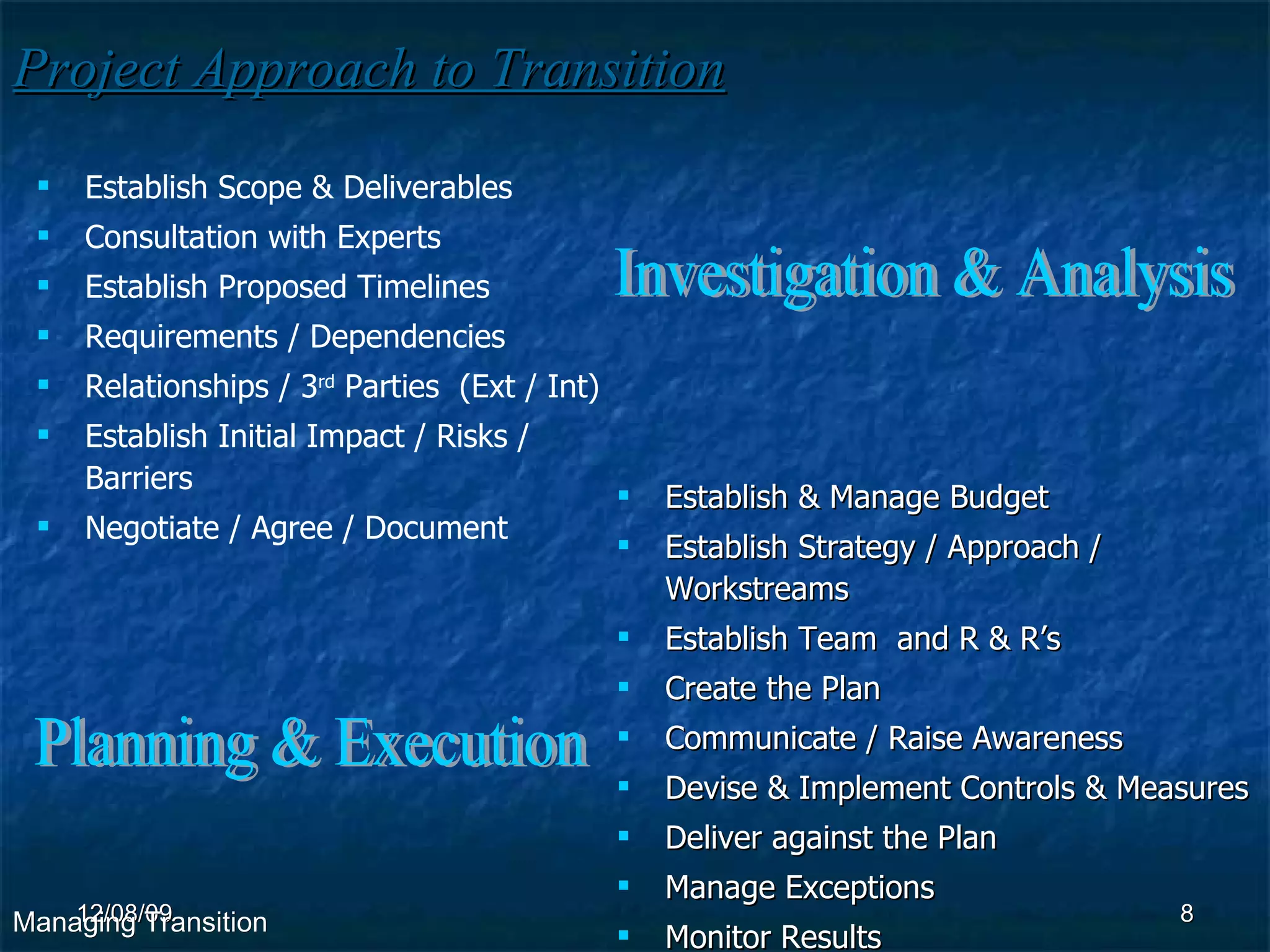 Managing IT Transition | PPT