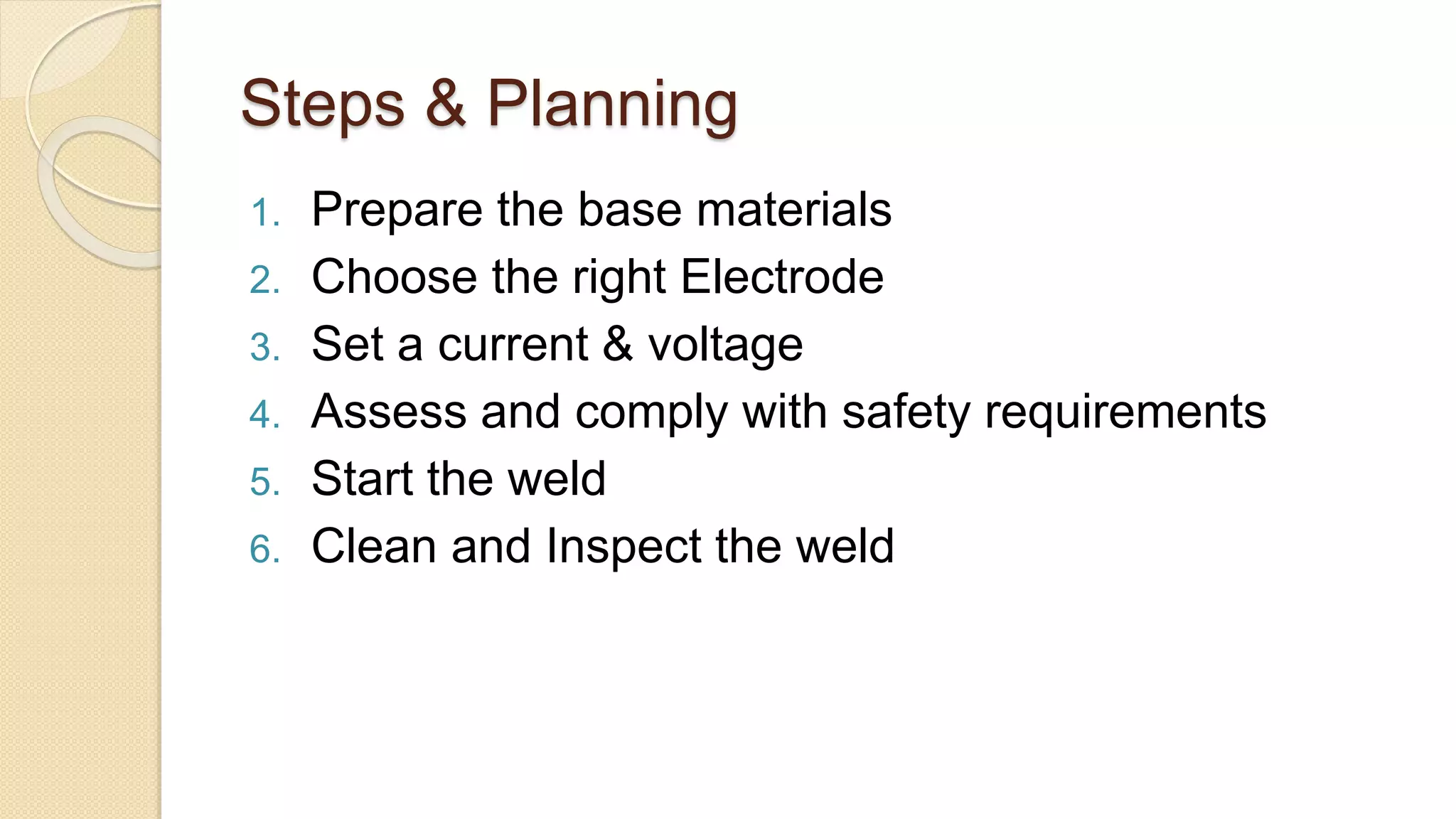 Planning for welding operations preparation for smaw welding operation | PPTX