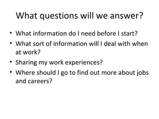 Planning for work experience | PPT | Resume Writing and Advice | Job Search