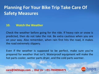 Planning For Your Bike Trip Take Care Of Safety Measures | PPT