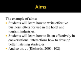 Planning goals and learning outcome (aims, goals, and Objectives) | PPTX
