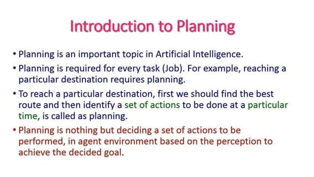 Planning in Artificial Intelligence | PPTX