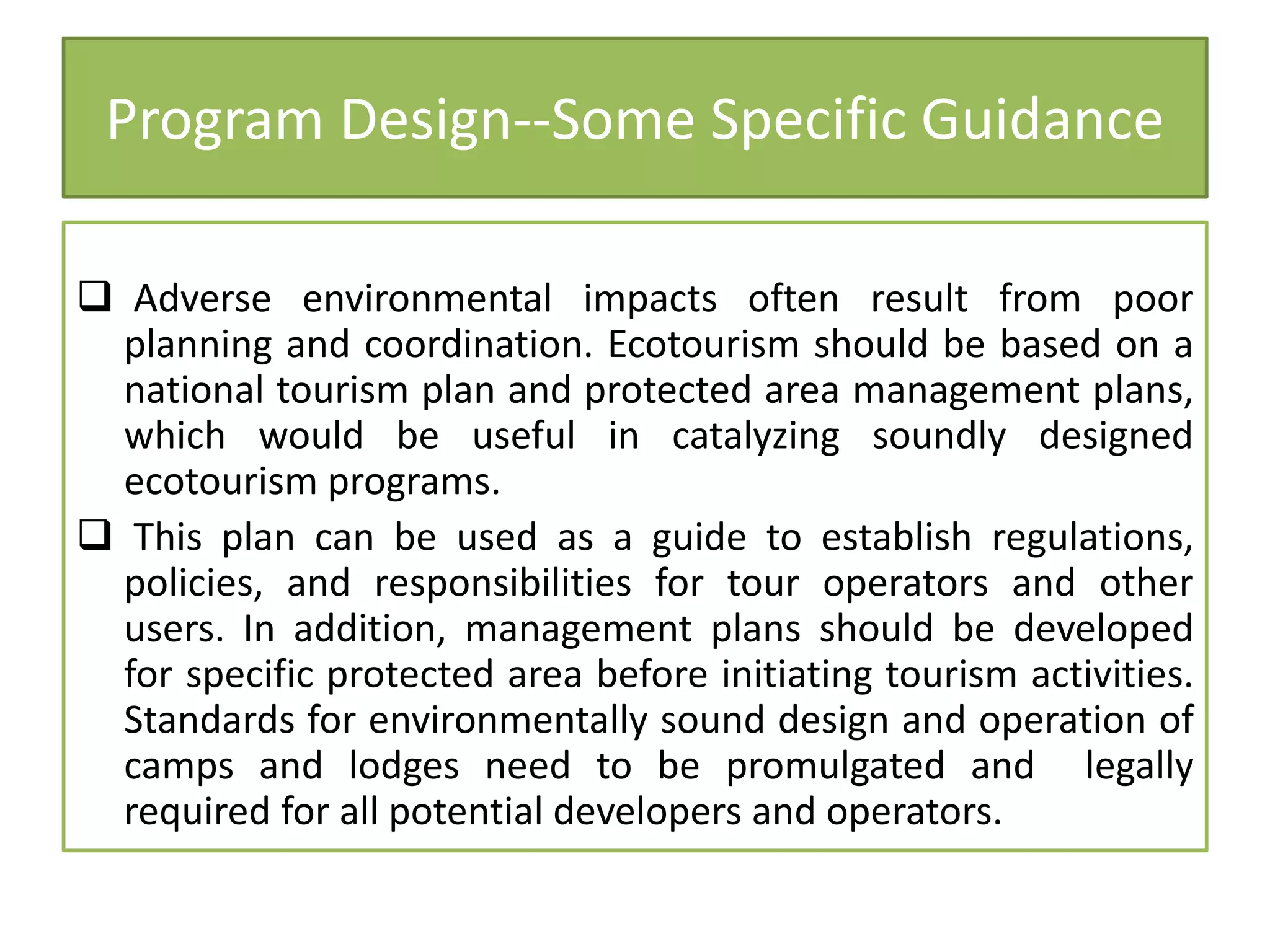 Planning in eco tourism | PPTX