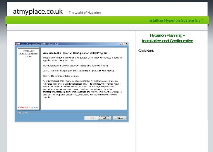 How to install Hyperion Planning - Part 5 Planning Install
