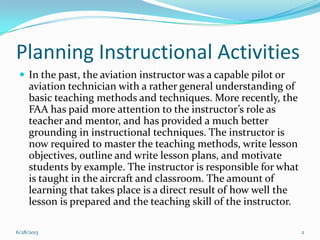 Planning instructional Activities- Fundamentals of Instruction | PPTX