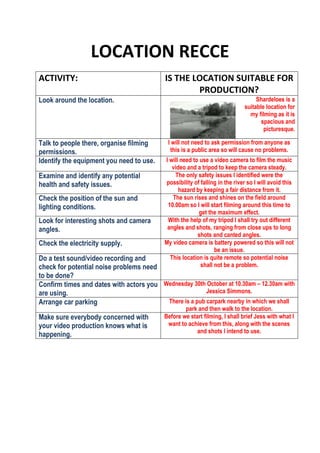 Planning location recce | DOCX