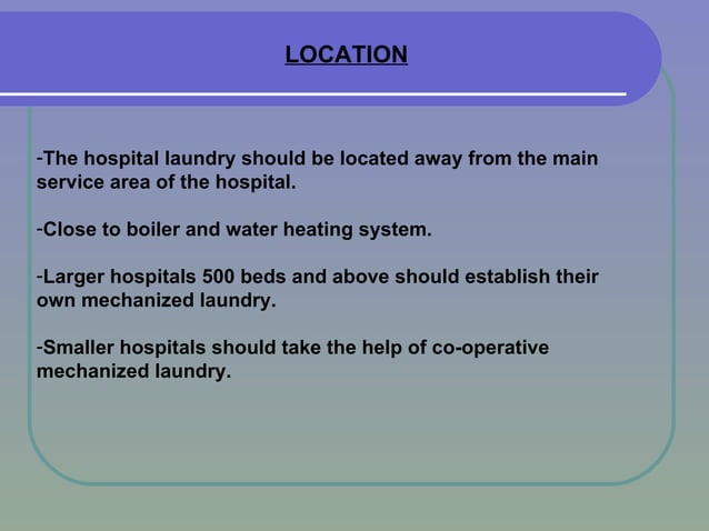 Planning & Manag. of Hospital Laundry | PPT | Bath and Shower ...
