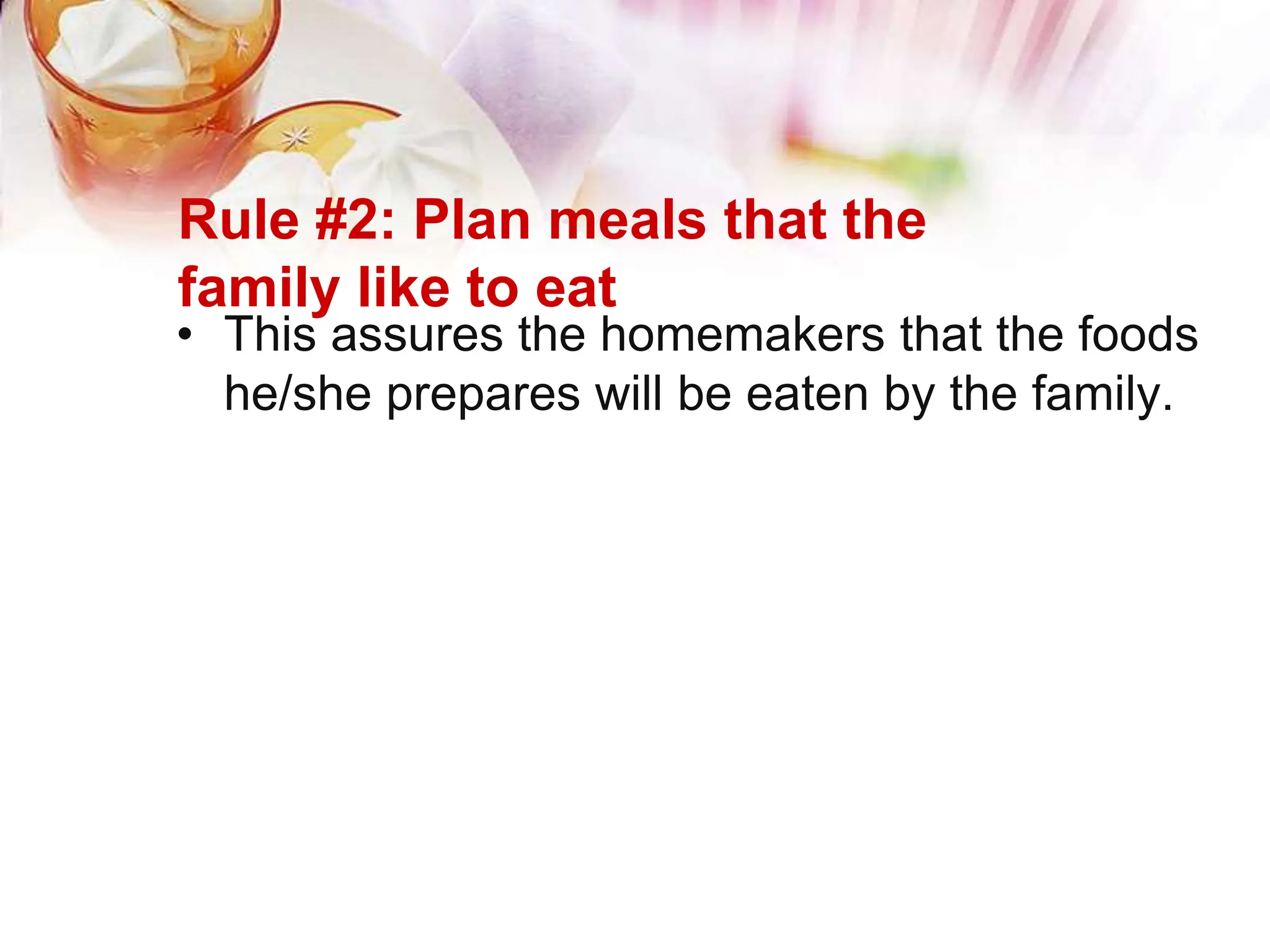 Meal's Planning for the family & relatives | PPTX