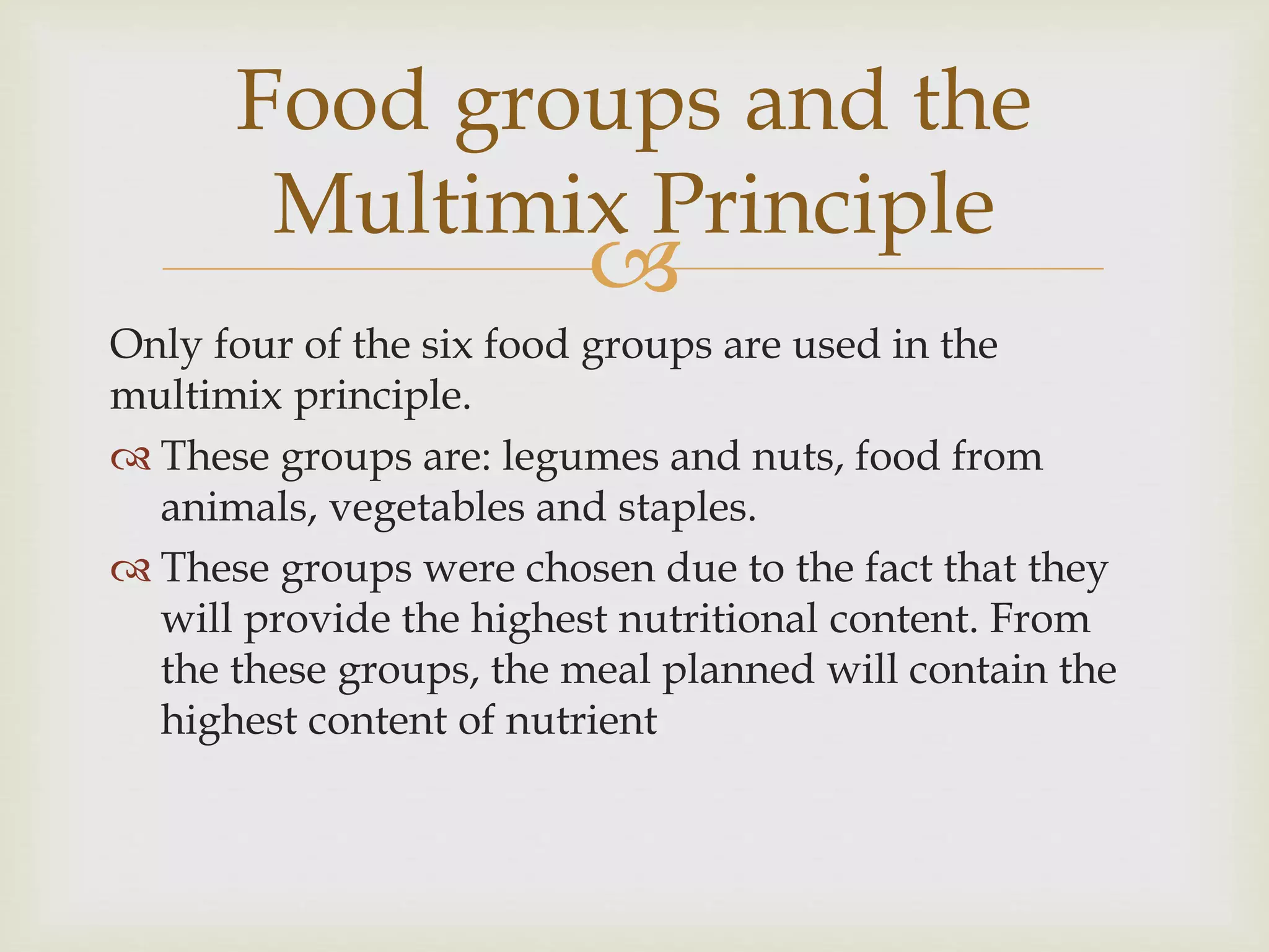 Planning meals with the multimix principle | PPTX