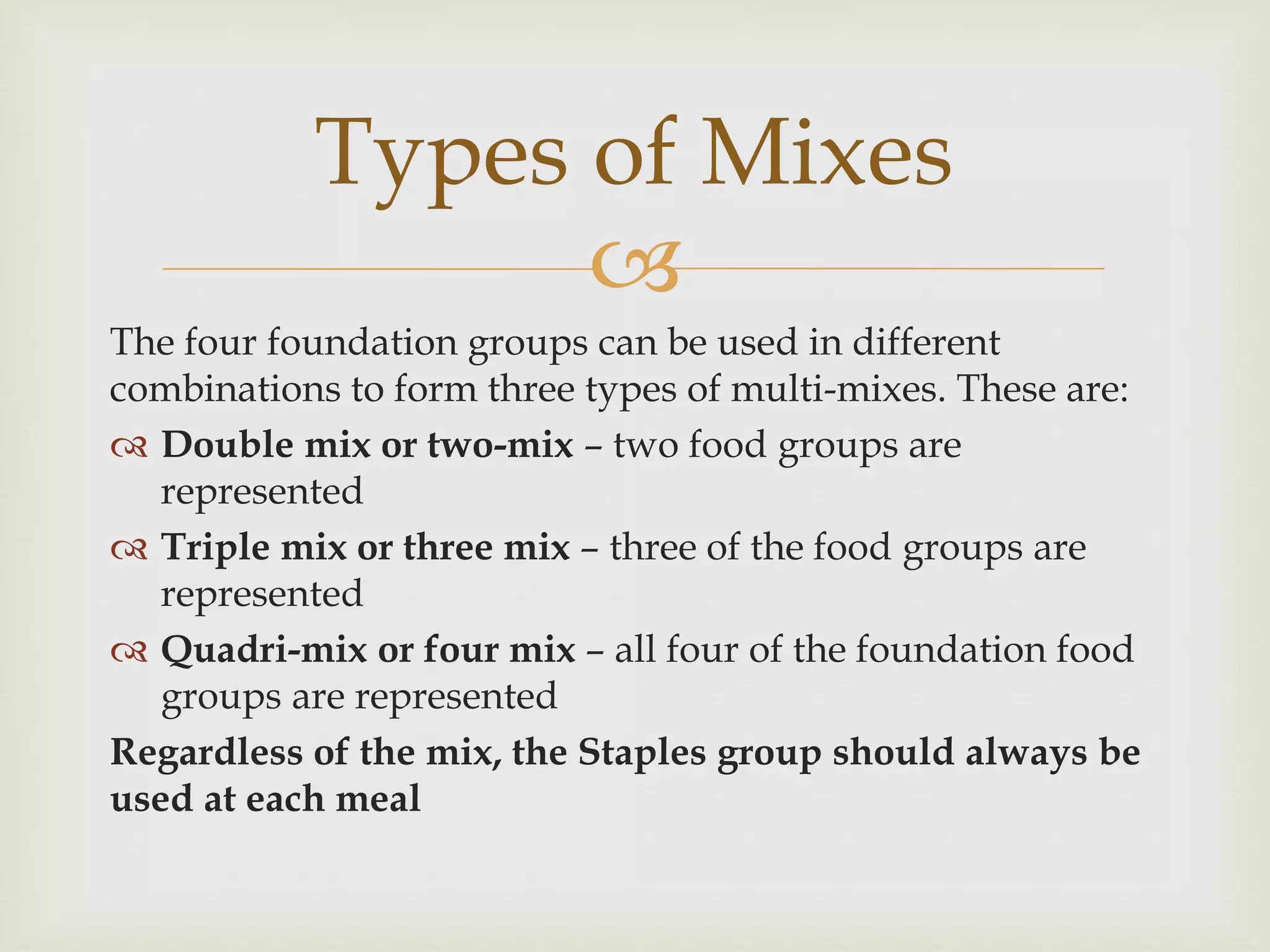 Planning meals with the multimix principle | PPTX