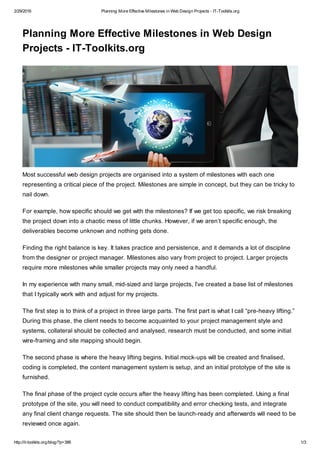 Planning more effective milestones in web design projects it-toolkits | PDF