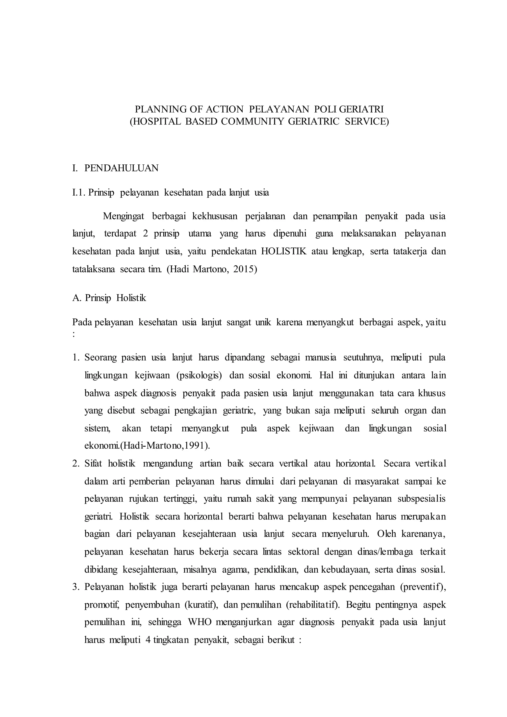 Planning of action pelayanan poli geriatri | DOCX