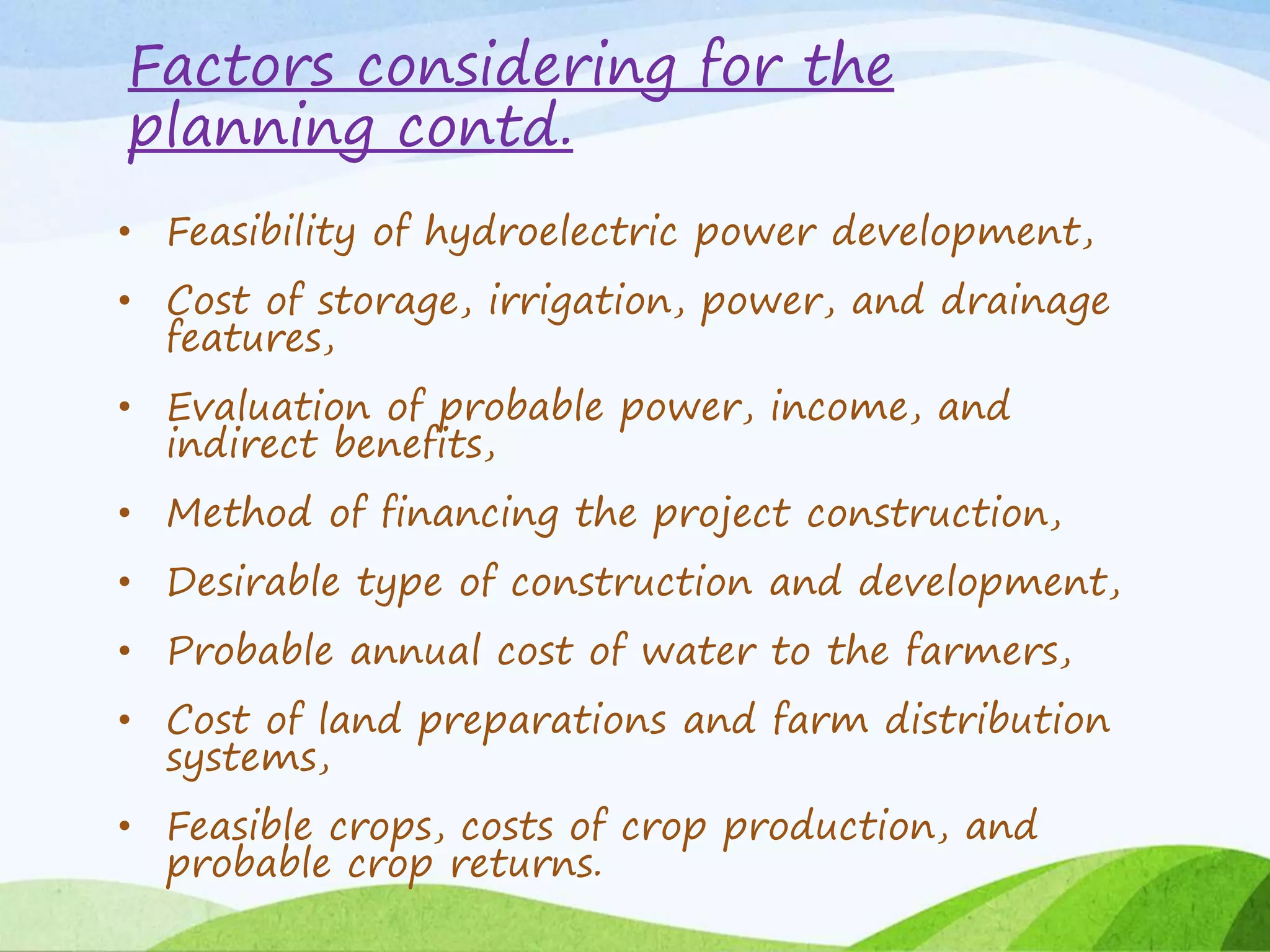 Planning of irrigation project/resrvoir(irrigation management) | PPTX