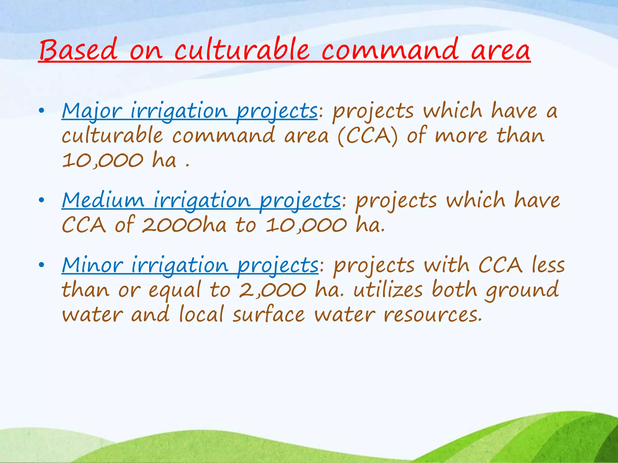 Planning of irrigation project/resrvoir(irrigation management) | PPTX