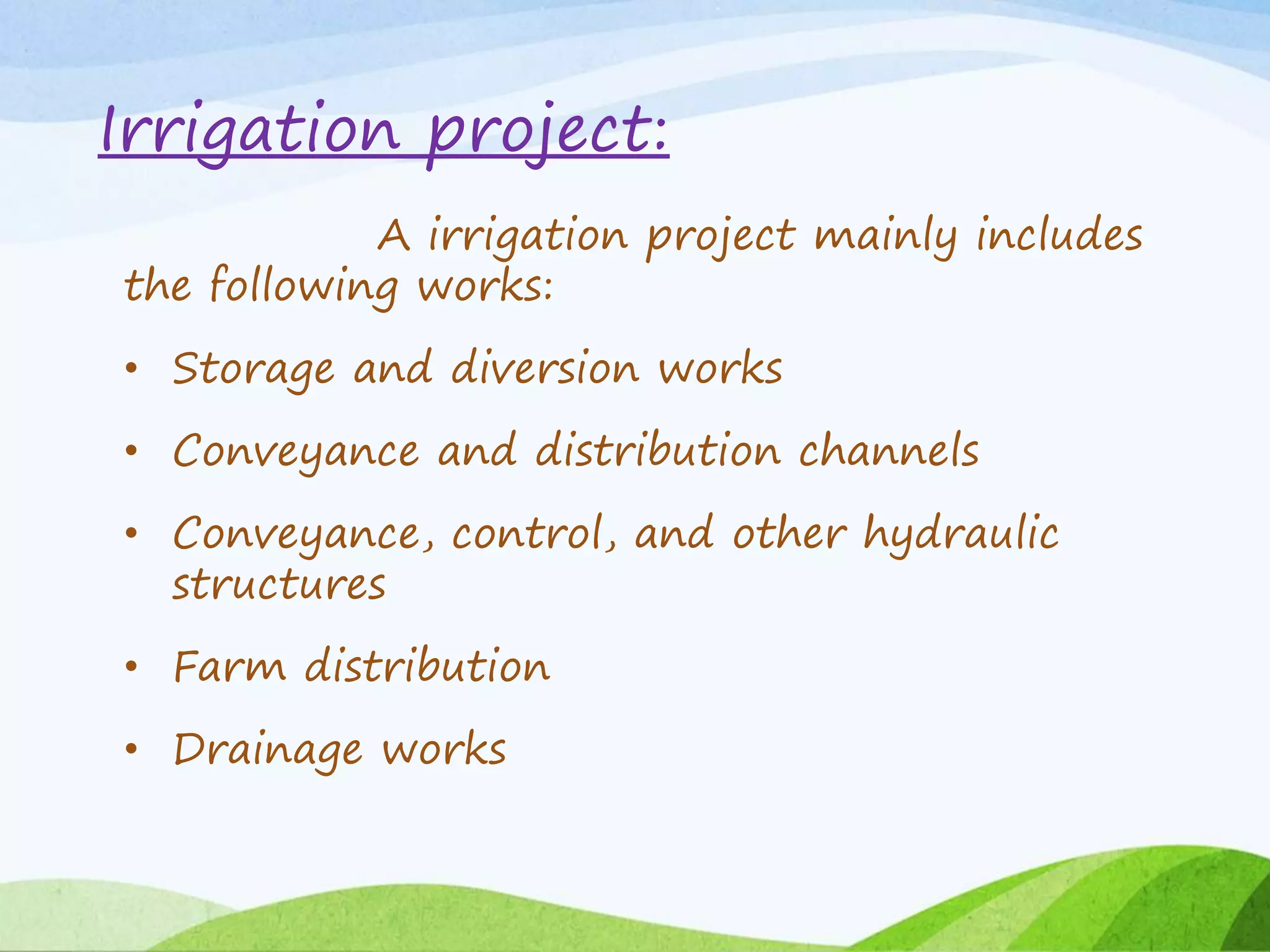 Planning of irrigation project/resrvoir(irrigation management) | PPTX
