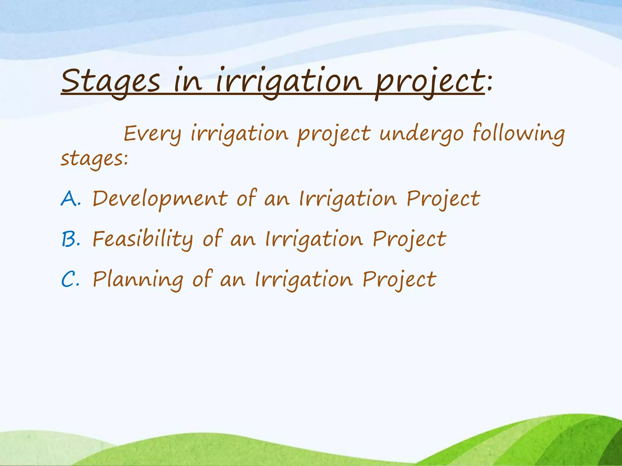 Planning of irrigation project/resrvoir(irrigation management) | PPTX