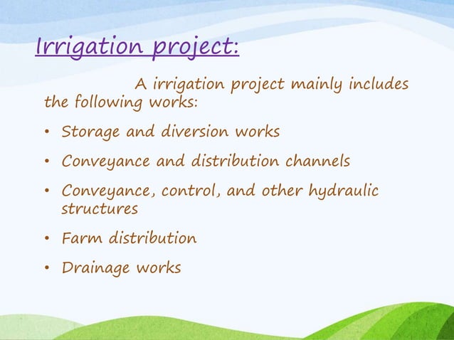 Planning of irrigation project/resrvoir(irrigation management) | PPTX ...