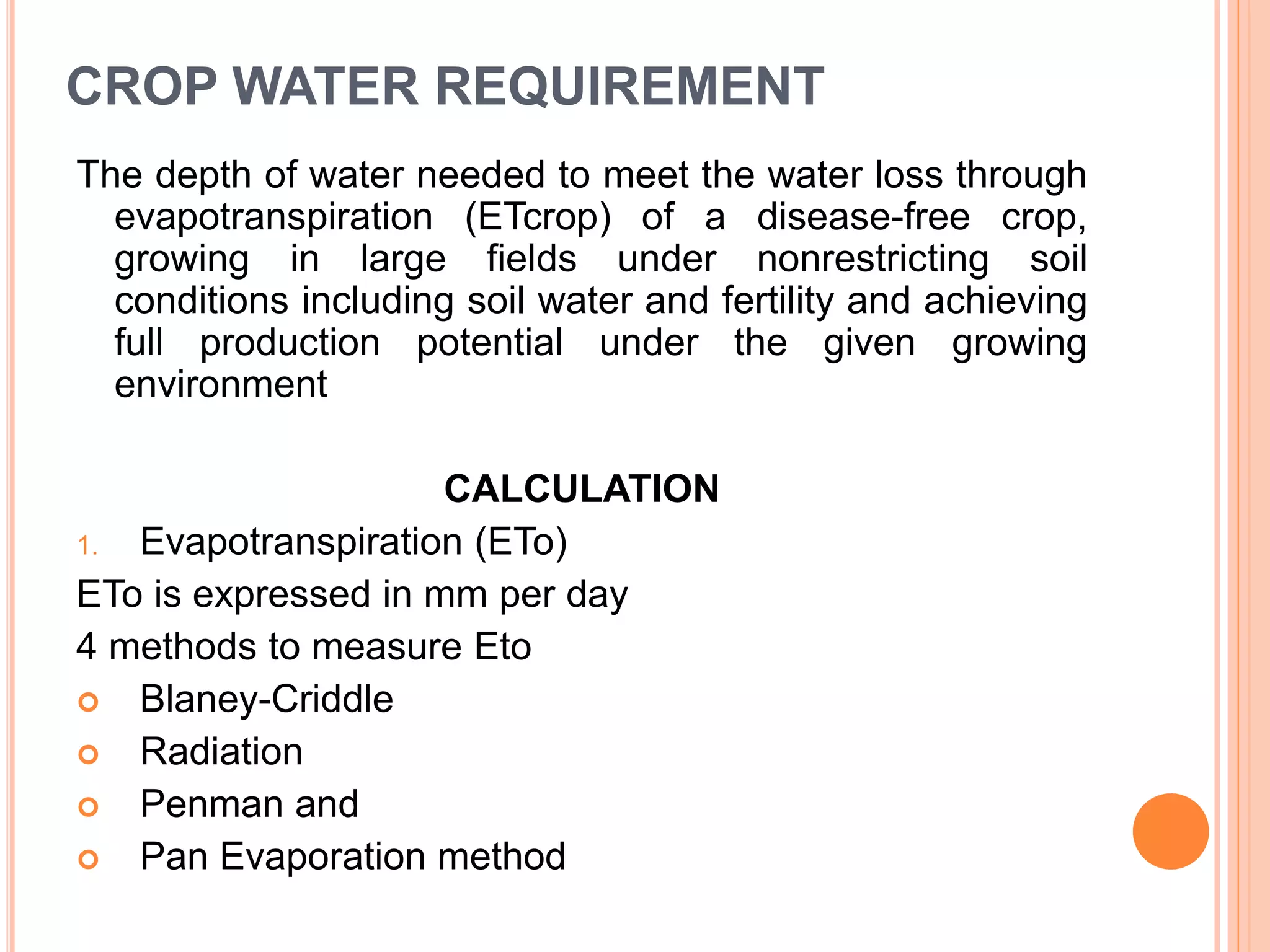 Planning of irrigation system | PPTX