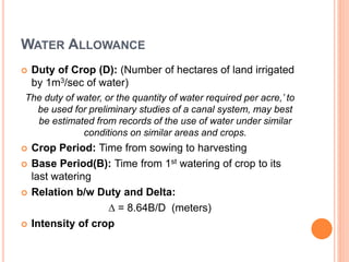 Planning of irrigation system | PPTX