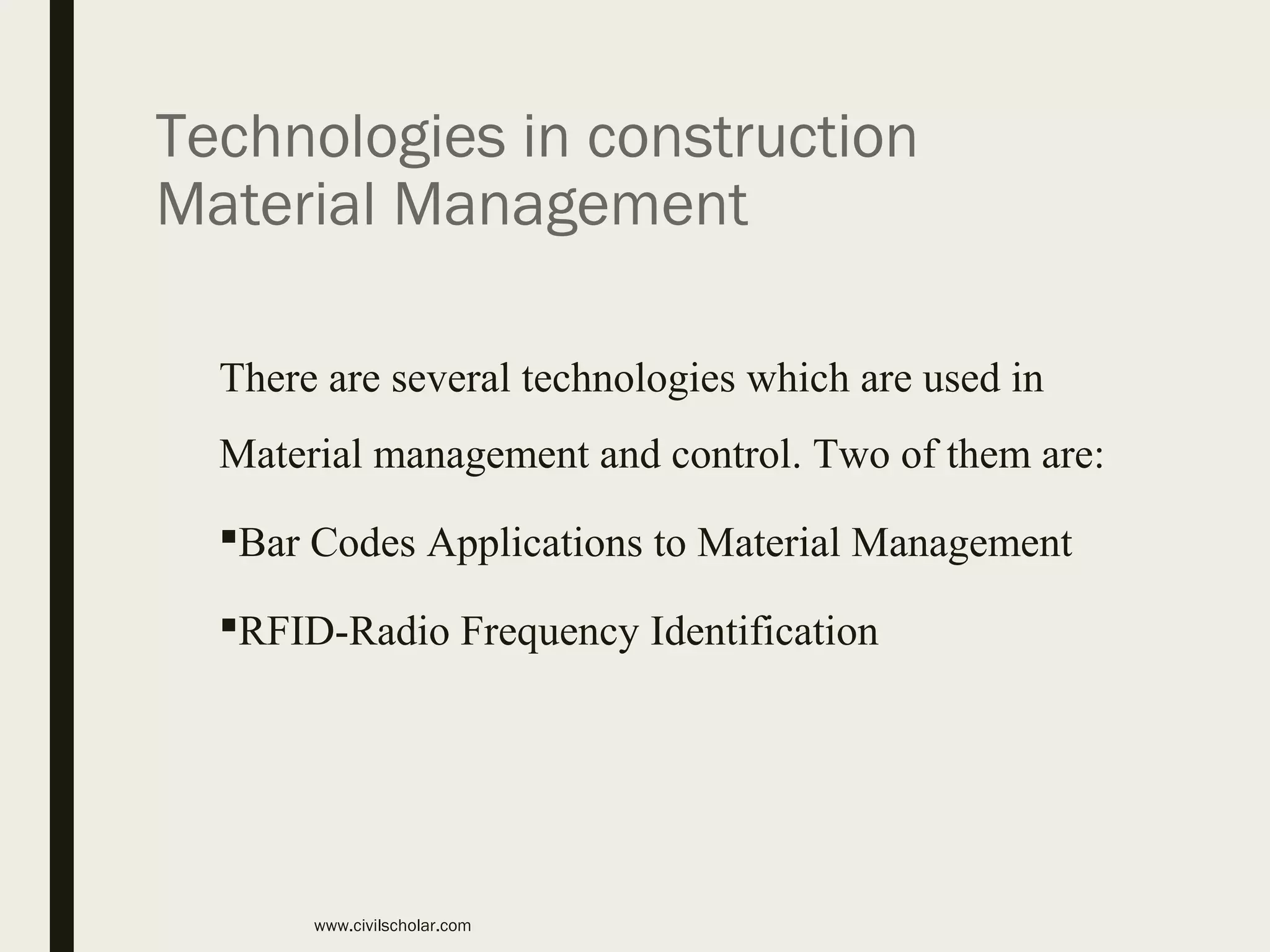 Planning of materials in Construction Project management | PPT
