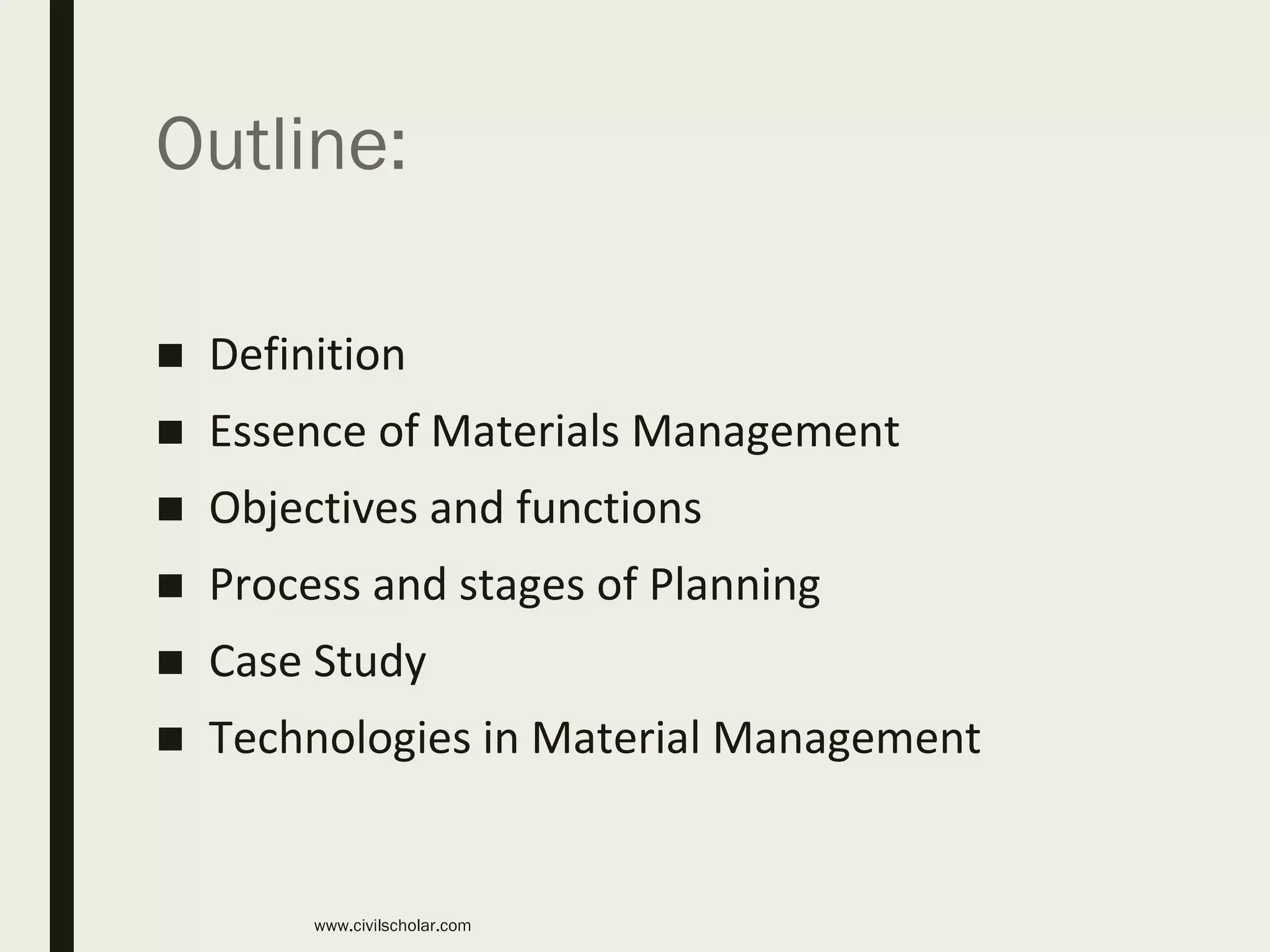 Planning of materials in Construction Project management | PPT