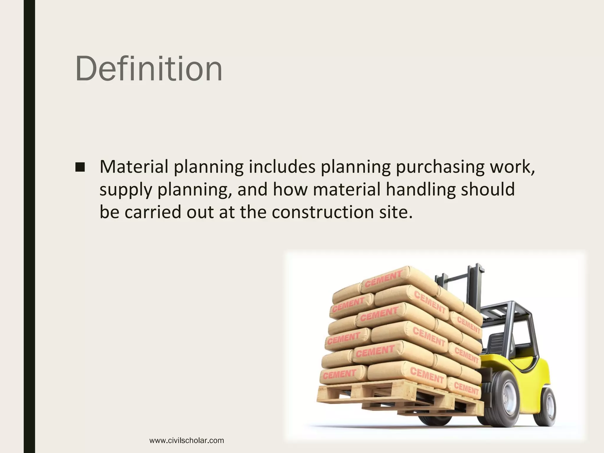 Planning of materials in Construction Project management | PPT
