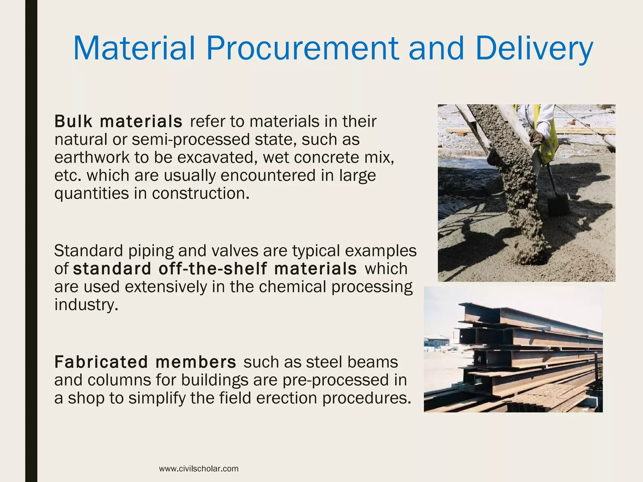 Planning of materials in Construction Project management | PPT