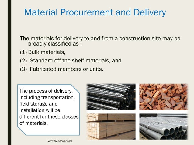 Planning of materials in Construction Project management | PPT