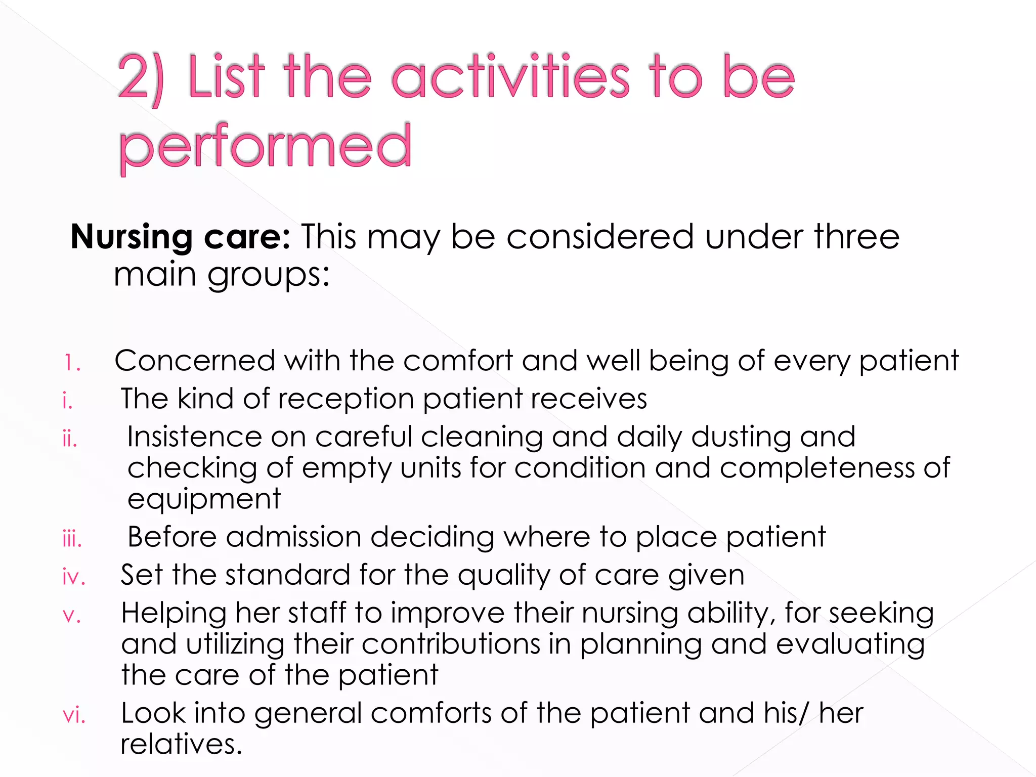 Planning of Nursing Unit | PPTX