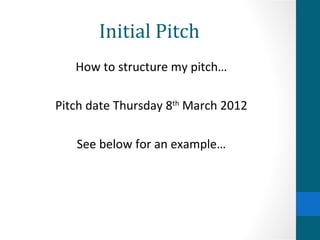 Planning pitch structure | PPT