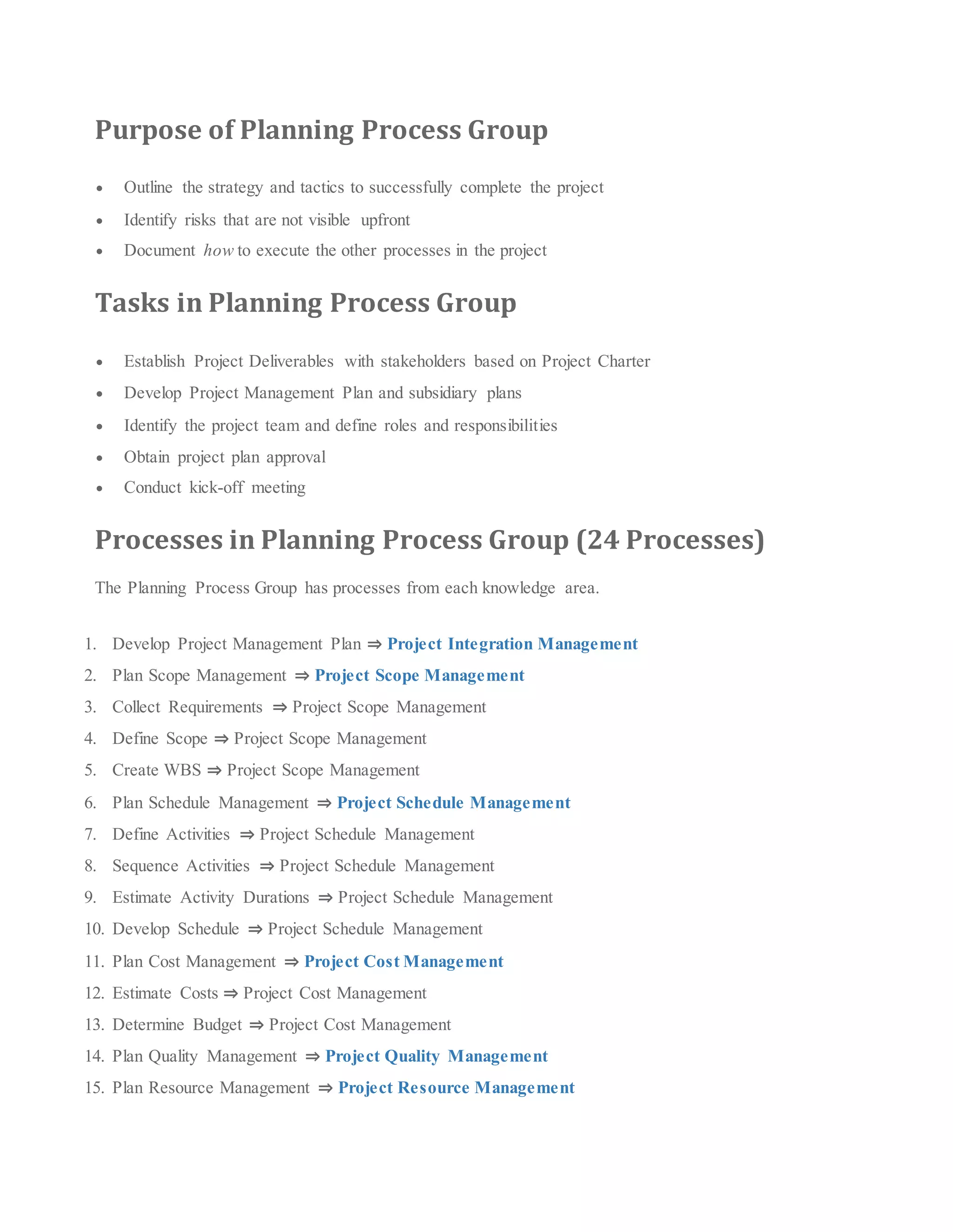 Planning process group | DOCX