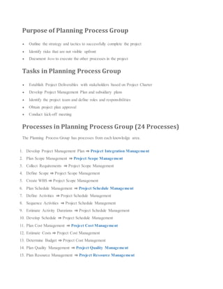 Planning process group | PDF