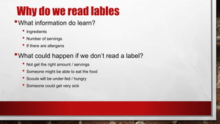 Planning, reading labels, and creating a grocery list | PPTX