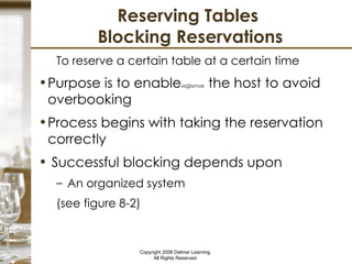 Planning reservations and blocking tables | PPT