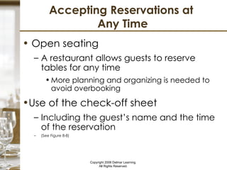 Planning reservations and blocking tables | PPT
