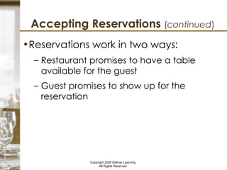 Planning reservations and blocking tables | PPT