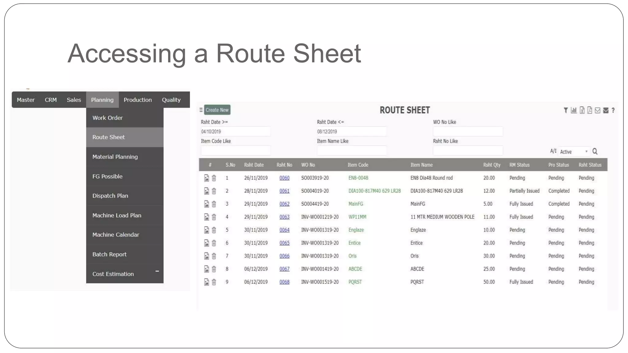 Planning & Route Sheet.ppt