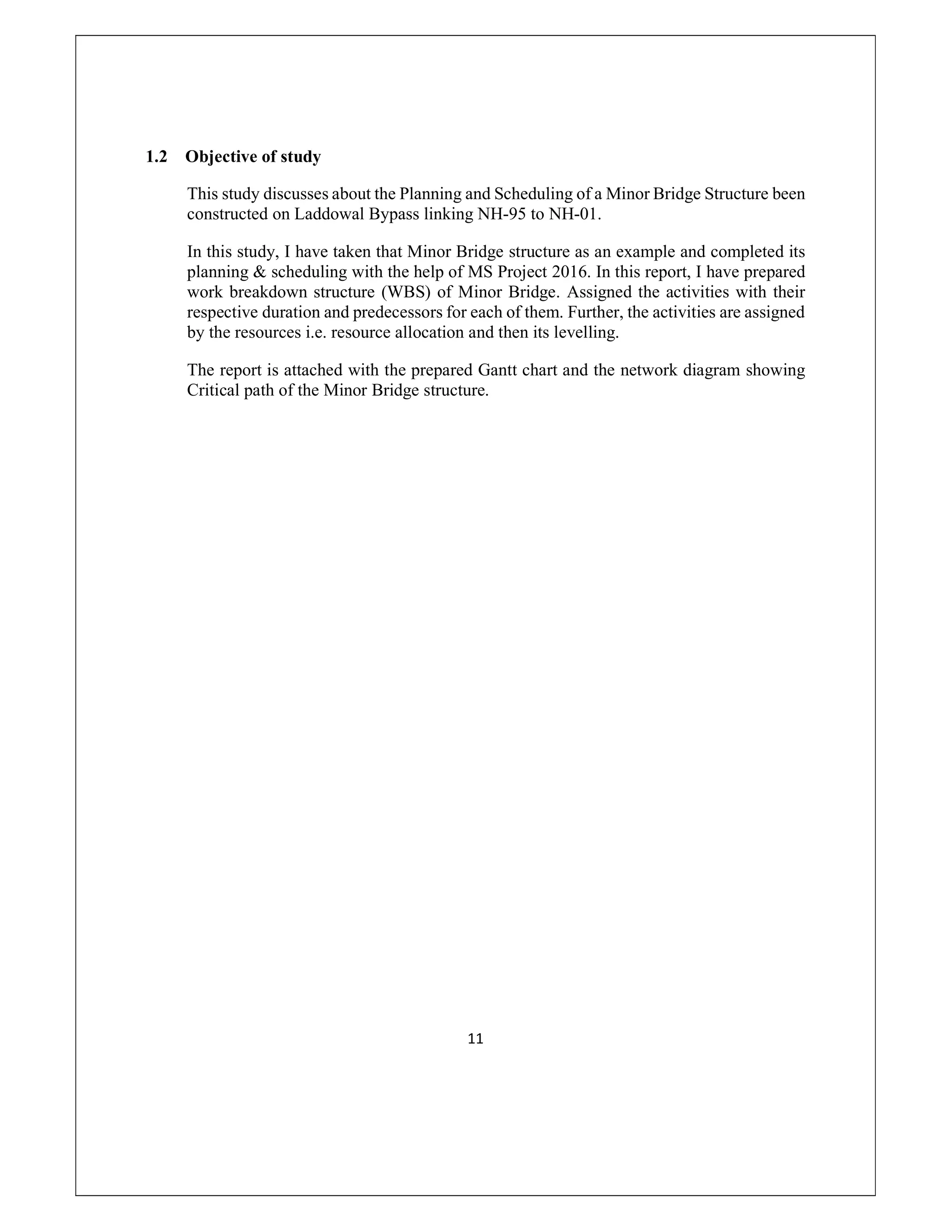 Report on Planning & scheduling of a Minor bridge | PDF