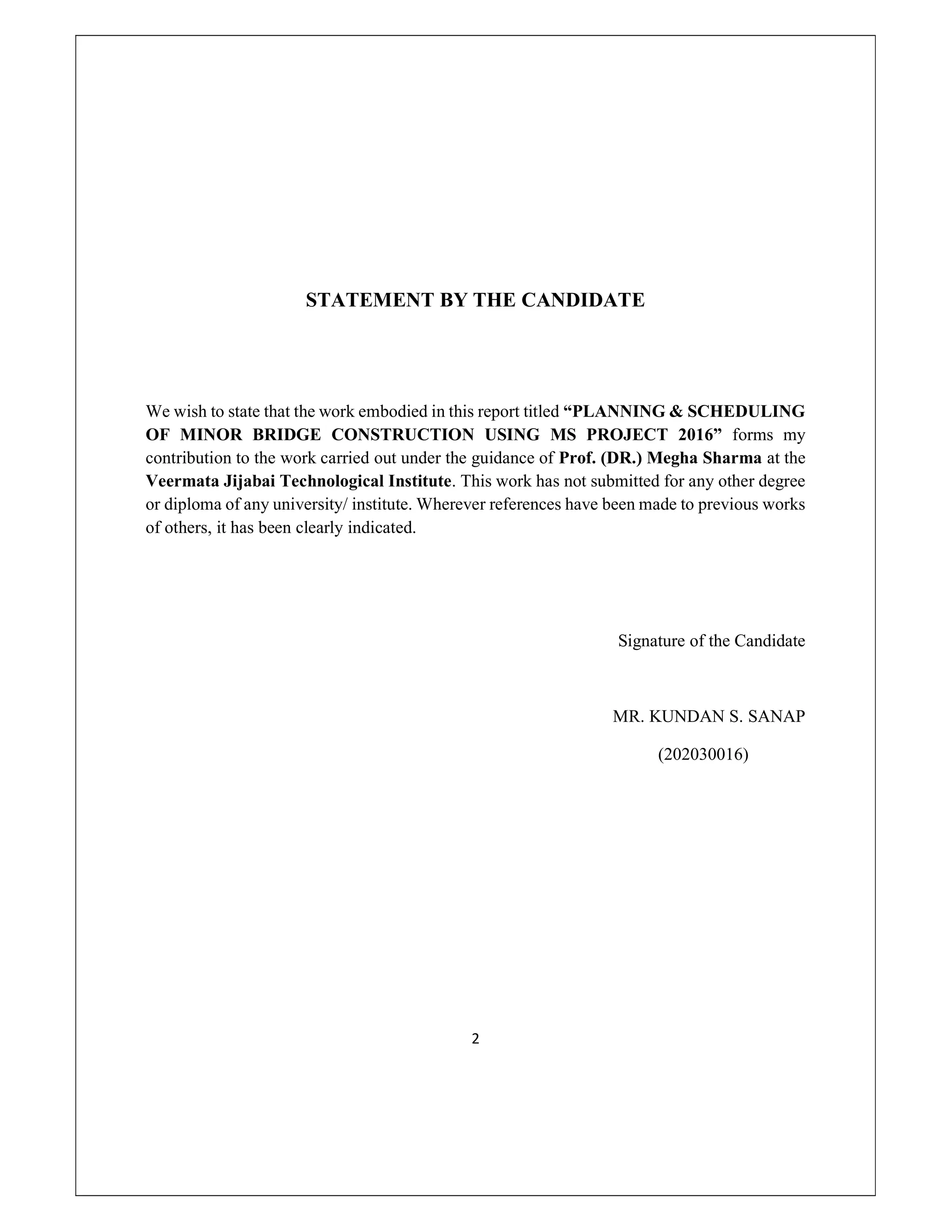 Report on Planning & scheduling of a Minor bridge | PDF