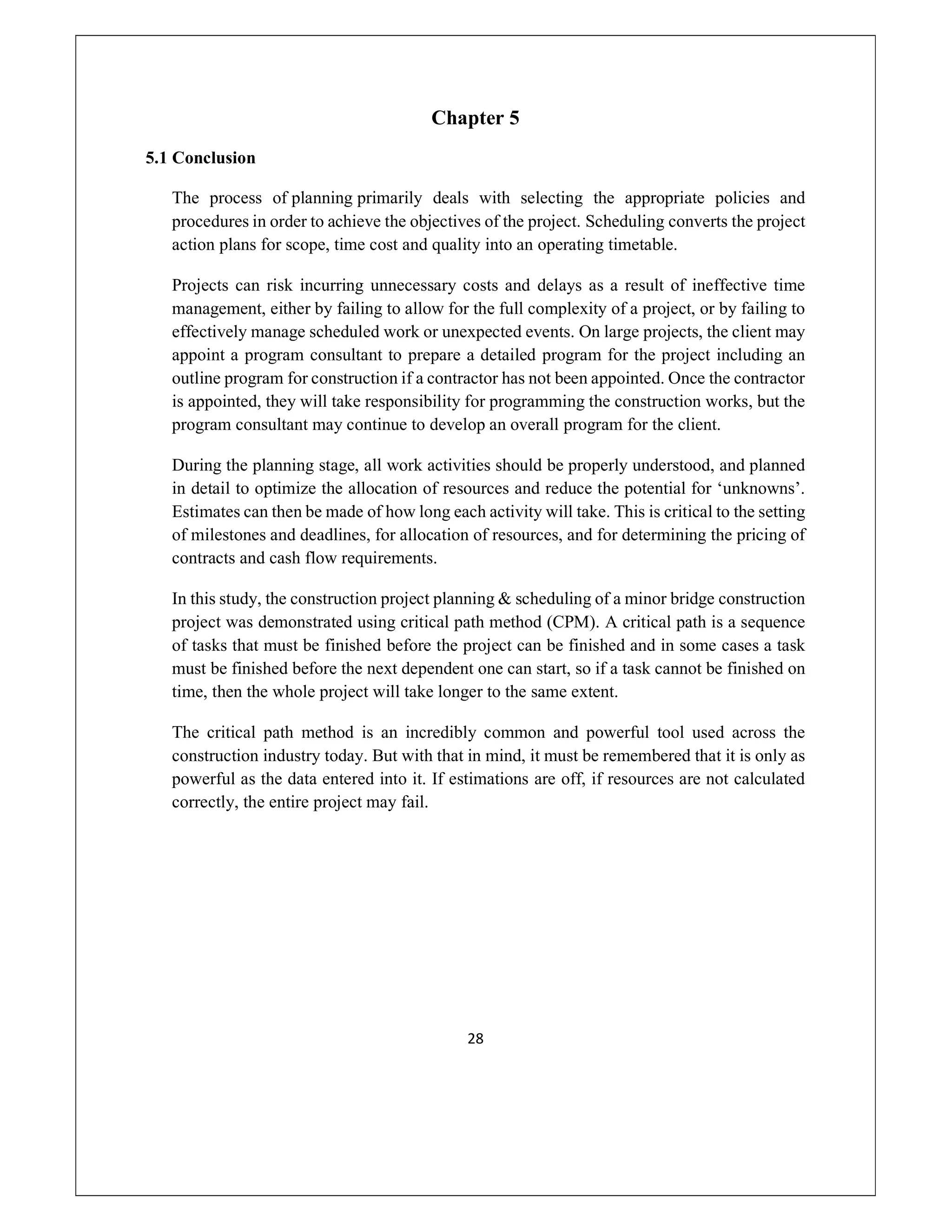 Report on Planning & scheduling of a Minor bridge | PDF