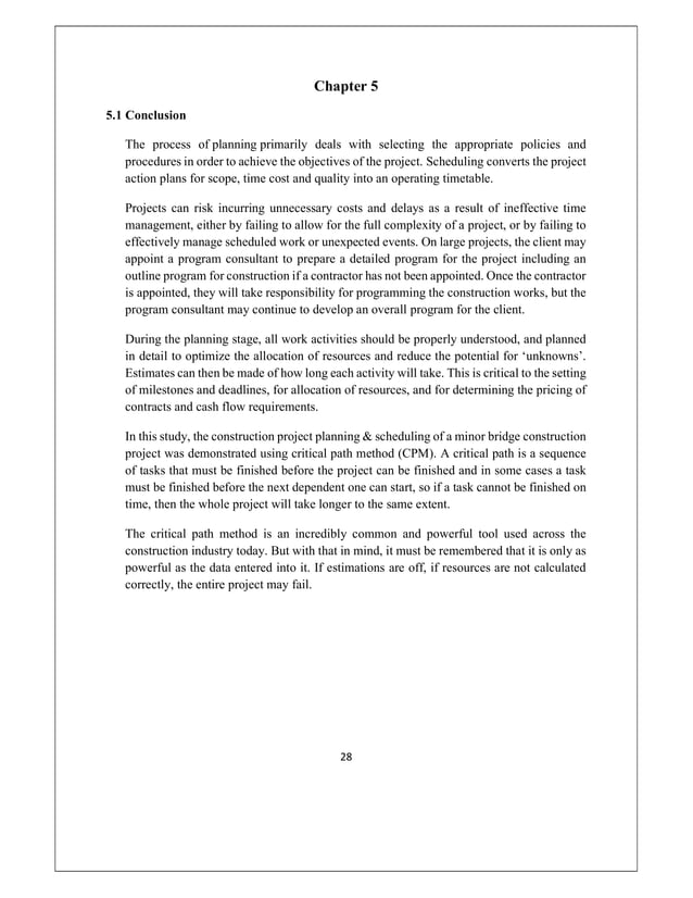 Report on Planning & scheduling of a Minor bridge | PDF