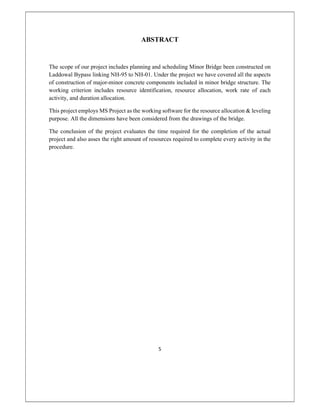 Report on Planning & scheduling of a Minor bridge | PDF