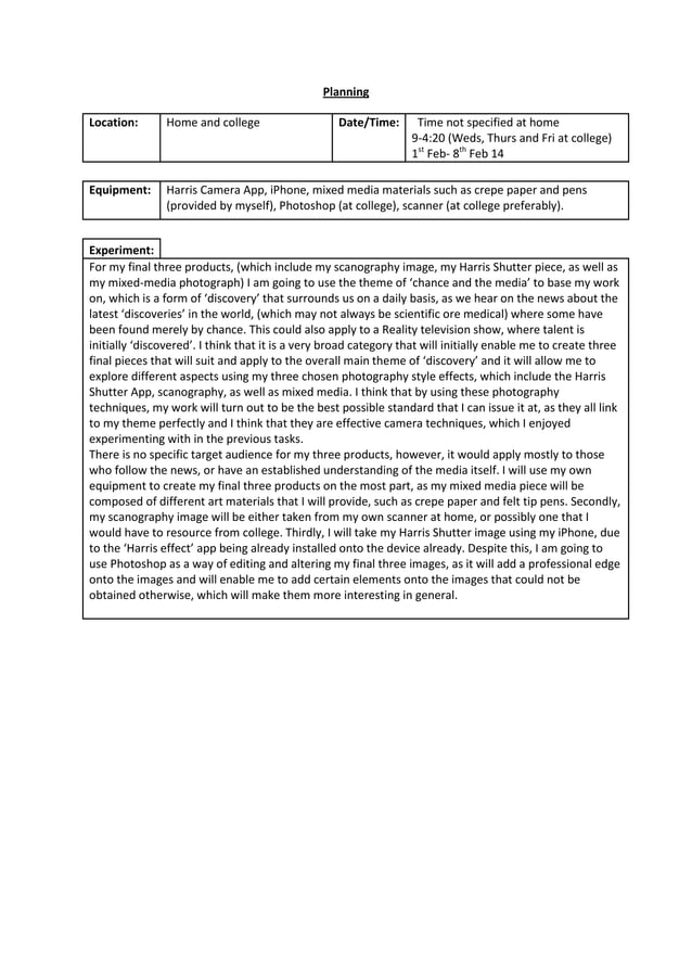 Planning sheet | PDF